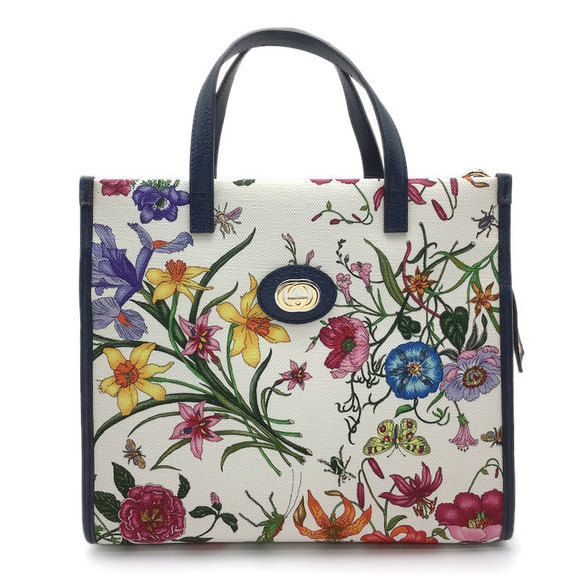Gucci | Bags | Gucci Flora Bag White Navy Blue Multicolor Floral ...